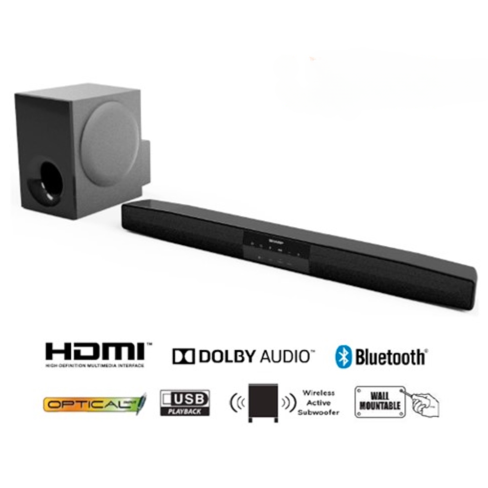 SHARP SBW125 210W 2.1ch Sound Bar with Wireless Subwoofer HT-SBW125 ...