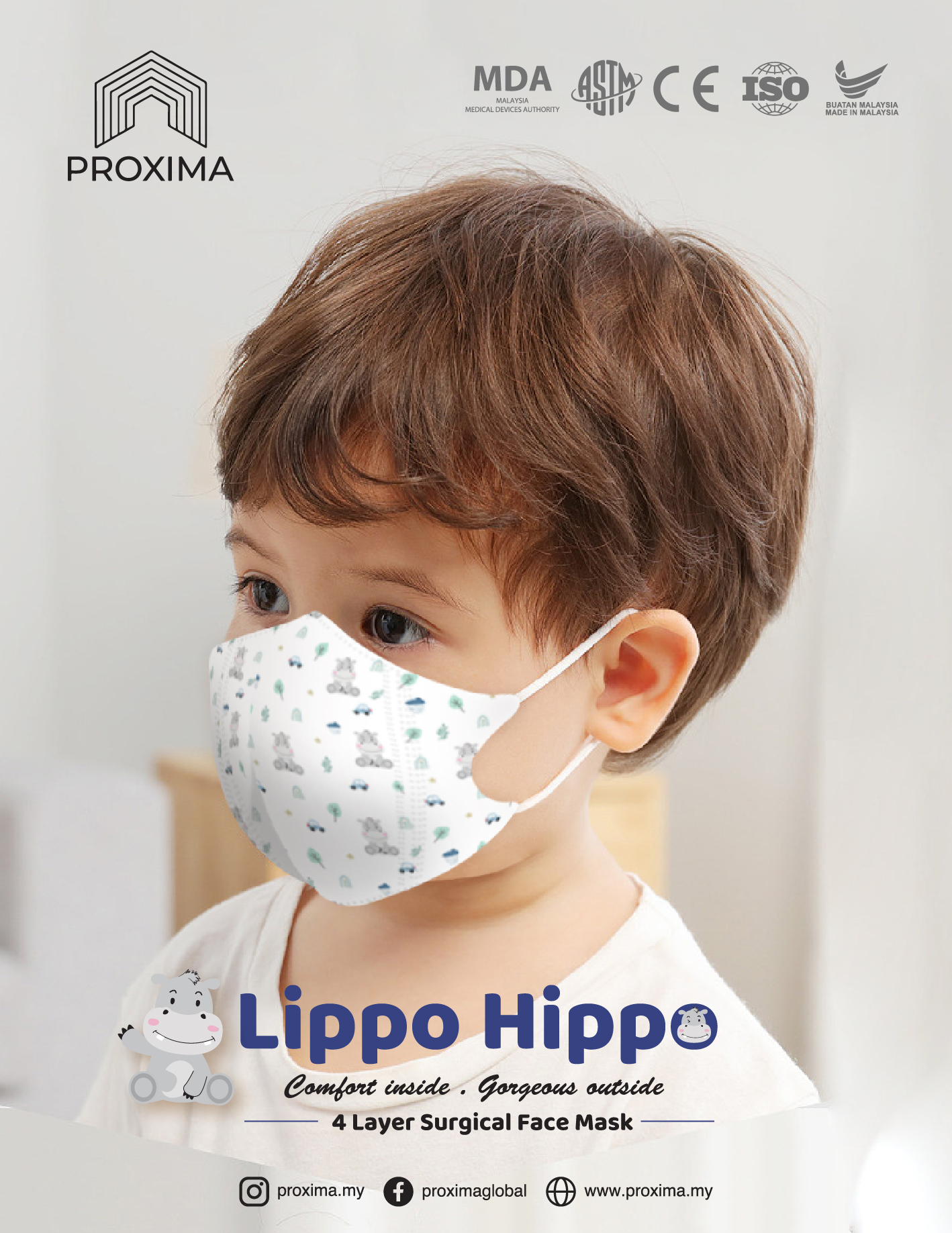 Proxima Baby 4Ply 3D Surgical Face Mask / Disposable Face Mask ( 3 ...
