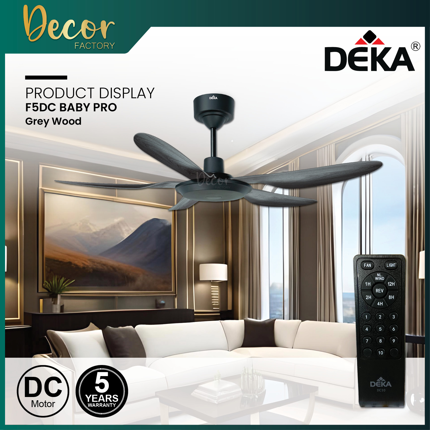 DEKA Fan DEKA F5DC BABY PRO 46 Inch 5 Blades 20 Speed Forward + Reverse ...