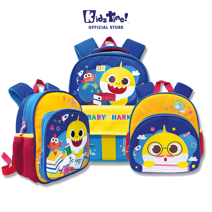 Kidztime x Pinkfong Baby Shark (Blue Colour) Children Primary School Bag Kids Backpack Beg ...