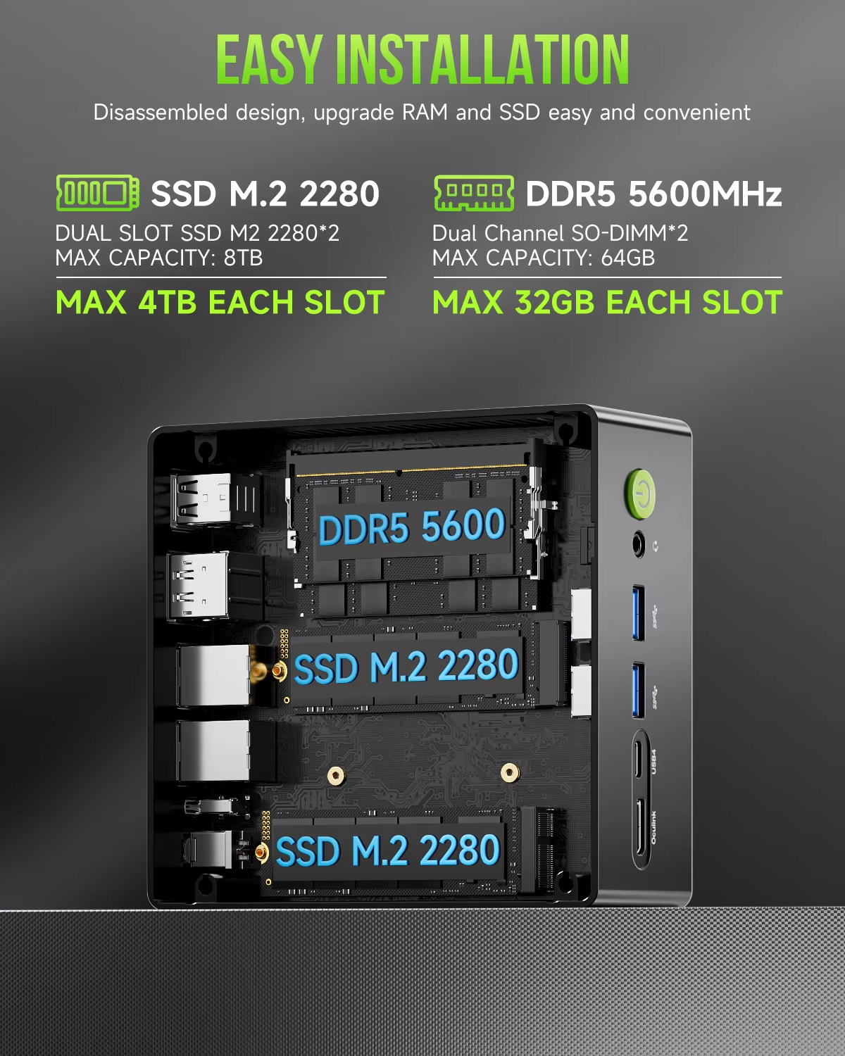 GMKtec K11 AMD R9 8945HS Windows Mini PC 96GB DDR5 RAM 2TB SSD Gaming ...