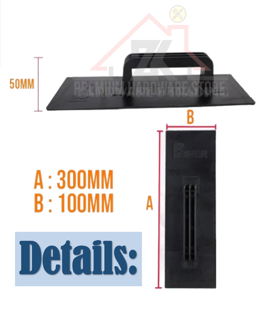 Papan Gosok Plastik Plaster Simen Hitam Sudu Simen 4" PVC Plastering ...