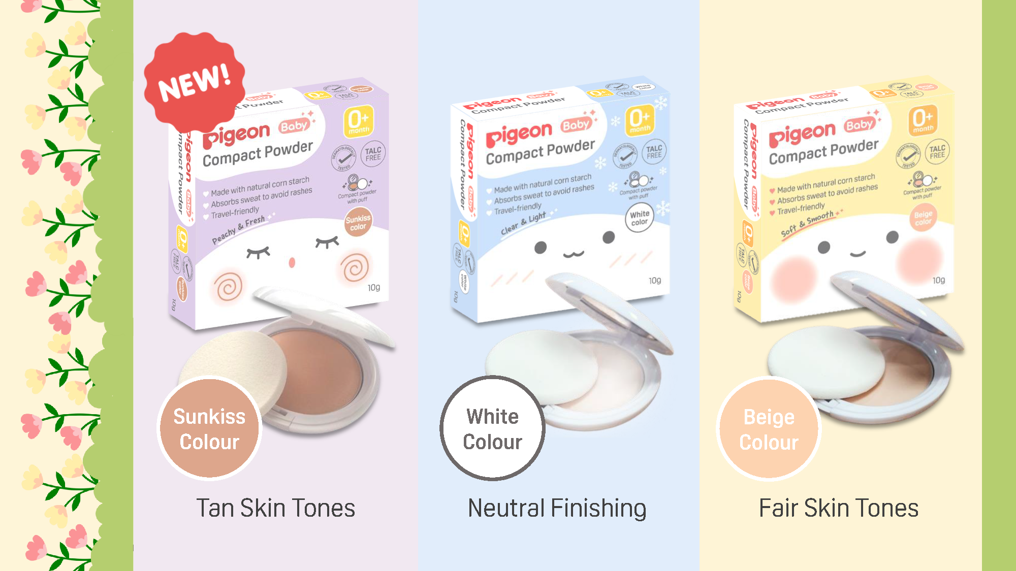 Pigeon Baby Compact Powder with puff - TALC FREE | Shopee Malaysia
