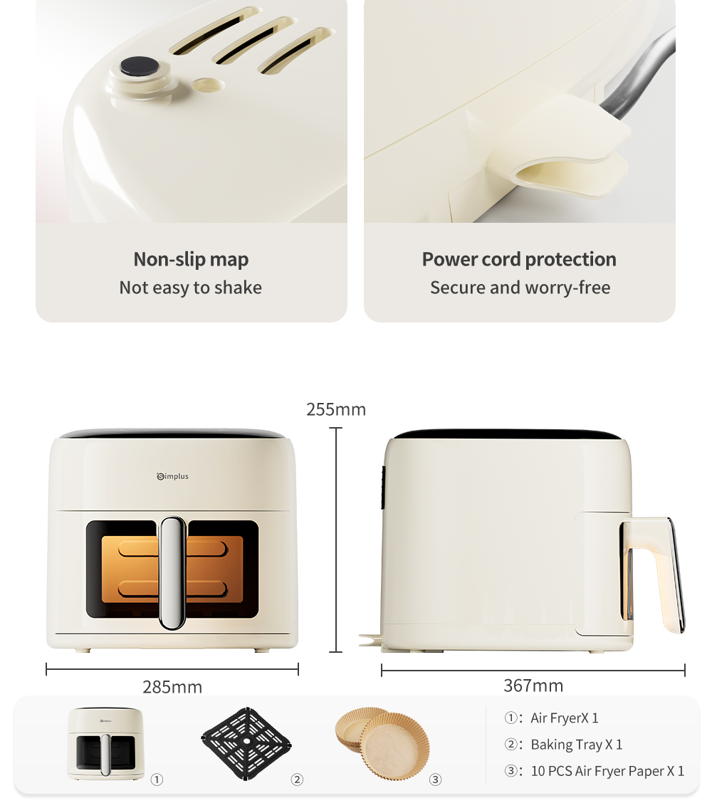 Simplus Air Fryer 6.5L Large Capacity | Ultra-Thin丨1500W Power| Non ...