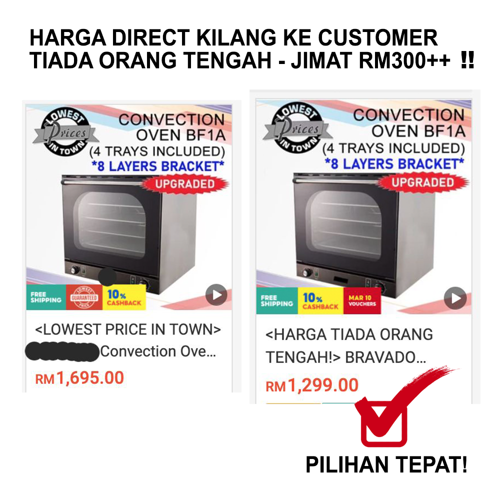 BRAVADO 60L Convection Oven Baking | 8 LAYER | Extra Large Capacity | Heavy Duty | Ketuhar ...