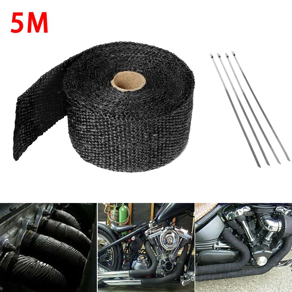 5M/15M Exhaust Pipe Heat Wrap Resistant Downpipe Thermal Wrap Tape ...