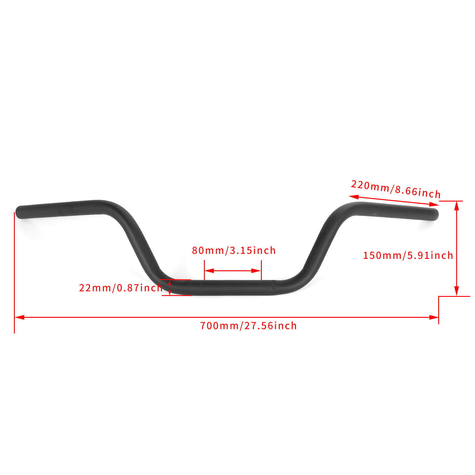 Black 7/8" 22mm Handlebar High-Rise Drag Bar For Honda Yamha Suzuki ...