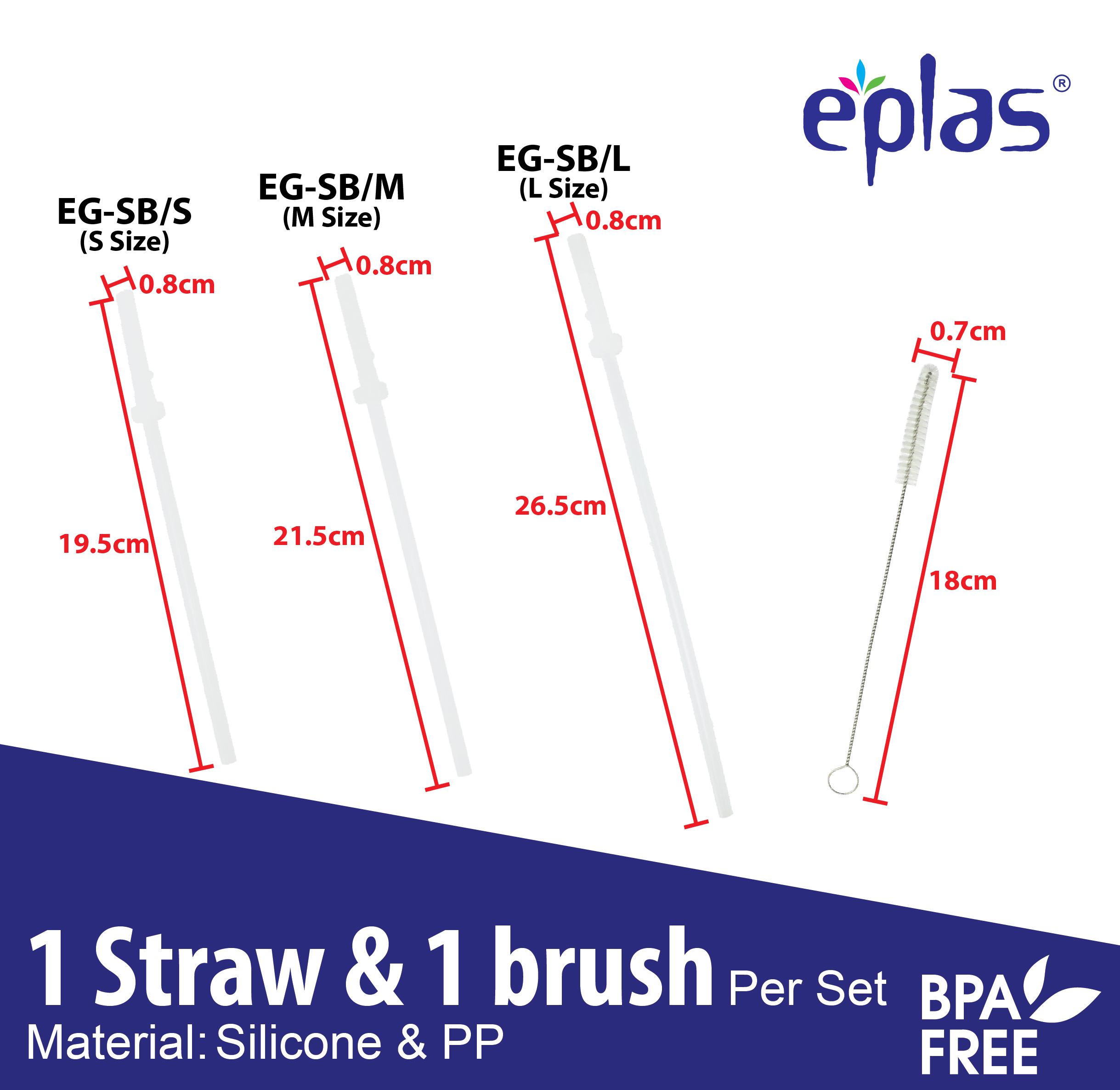 EPLAS ACCESSORIES Kids Bottle Straw & Brush Set,,Berus Botol,Tumbler ...