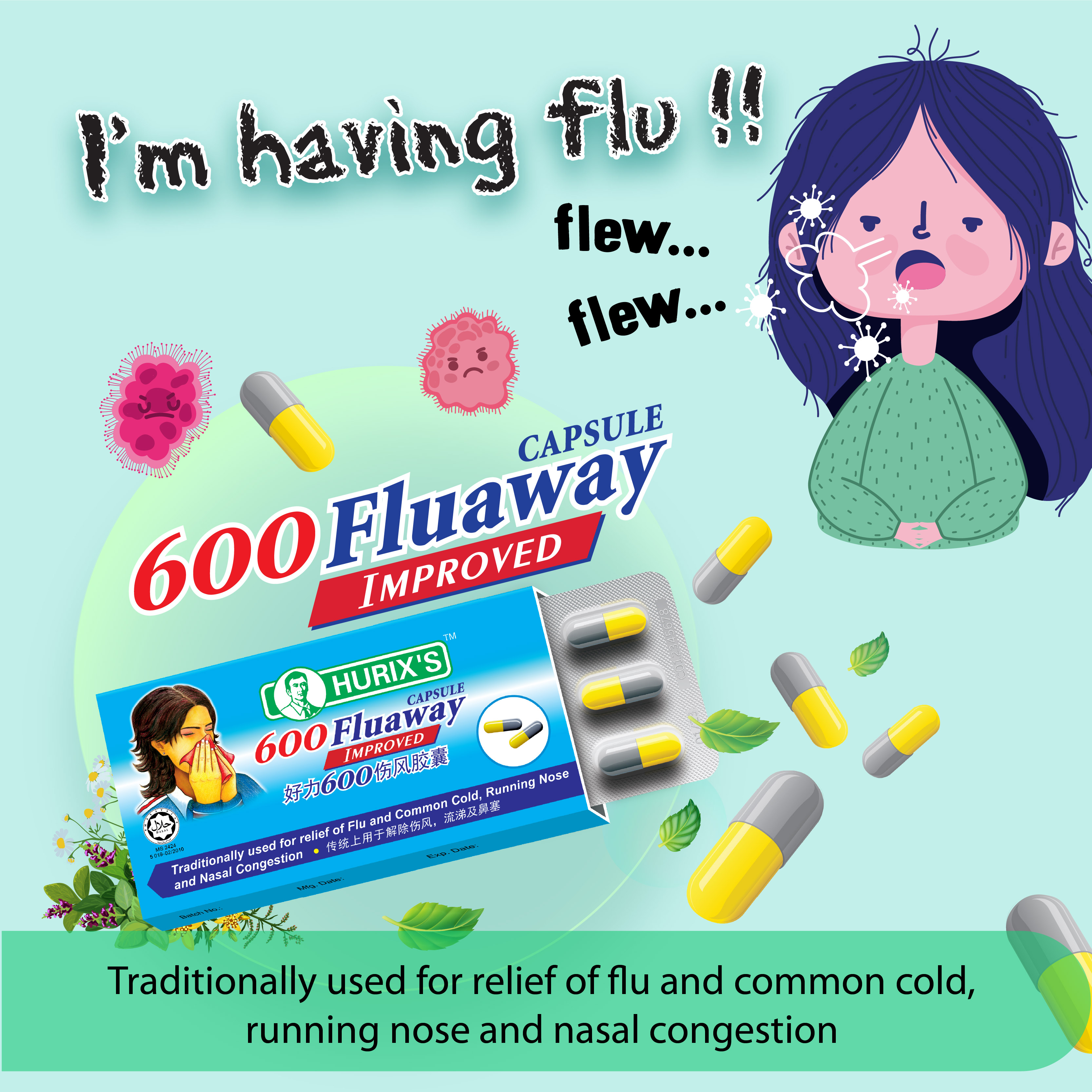 HURIX'S 600 Fluaway Capsule Improved - Selesema - Hidung Berair ...