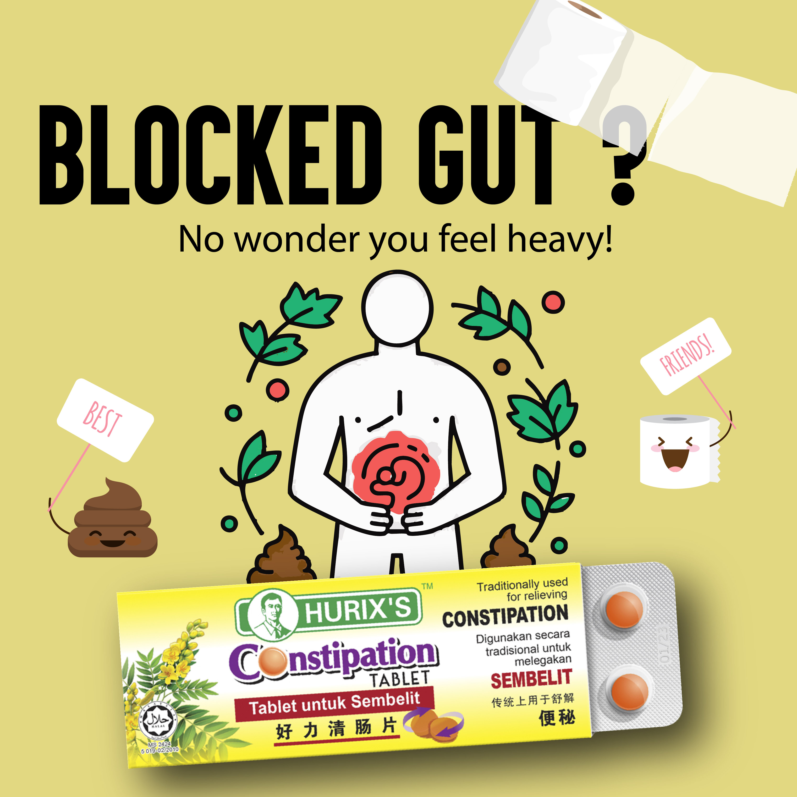 HURIX'S Constipation Tablet - Melegakan Sembelit - Constipation - Susah ...