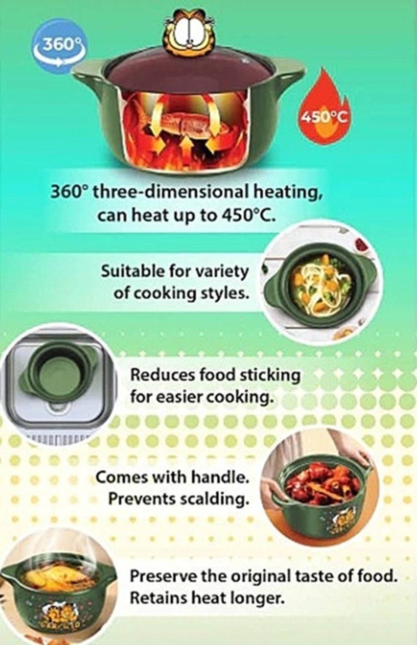 Nickelodeon Garfield Cassrole Cooking Pot 1.5L Green / Red Exclusive By ...