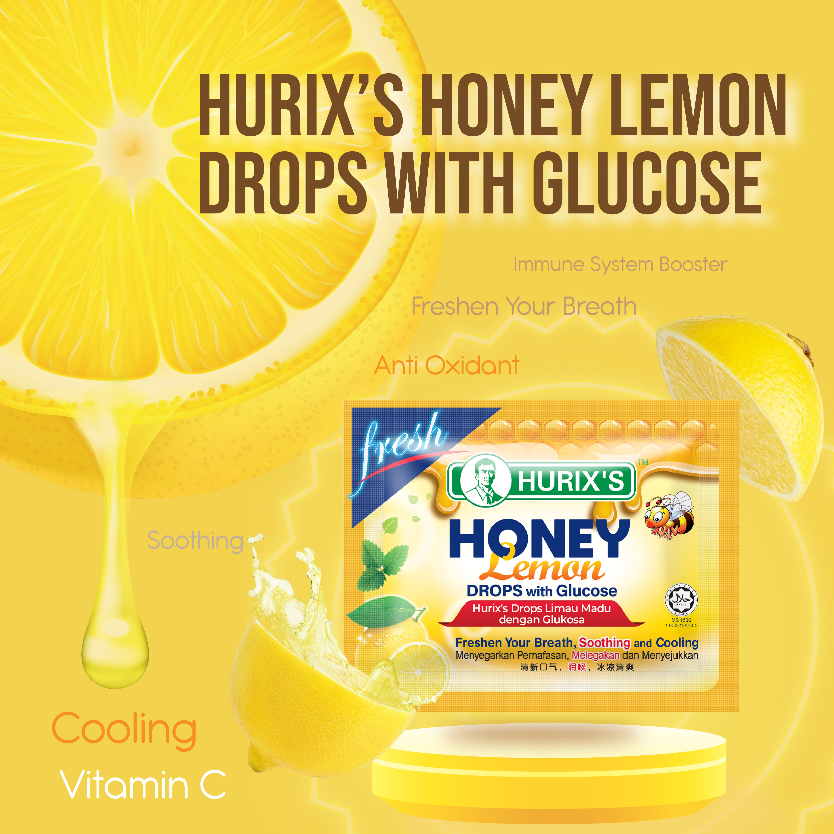 HURIX'S Honey Lemon Drops with Glucose (6's) | Shopee Malaysia