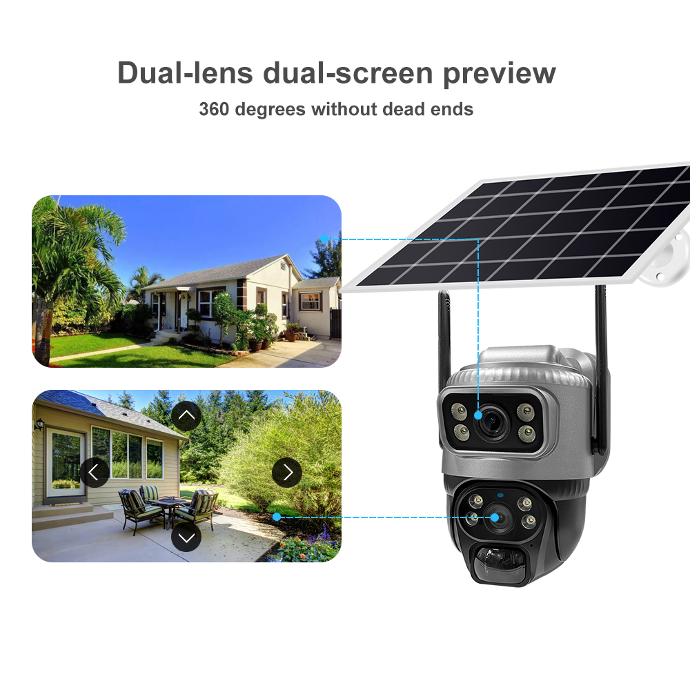 V380 PRO Three Screen Wifi CCTV Solar Outdoor IP66 Waterproof Camera 4G ...