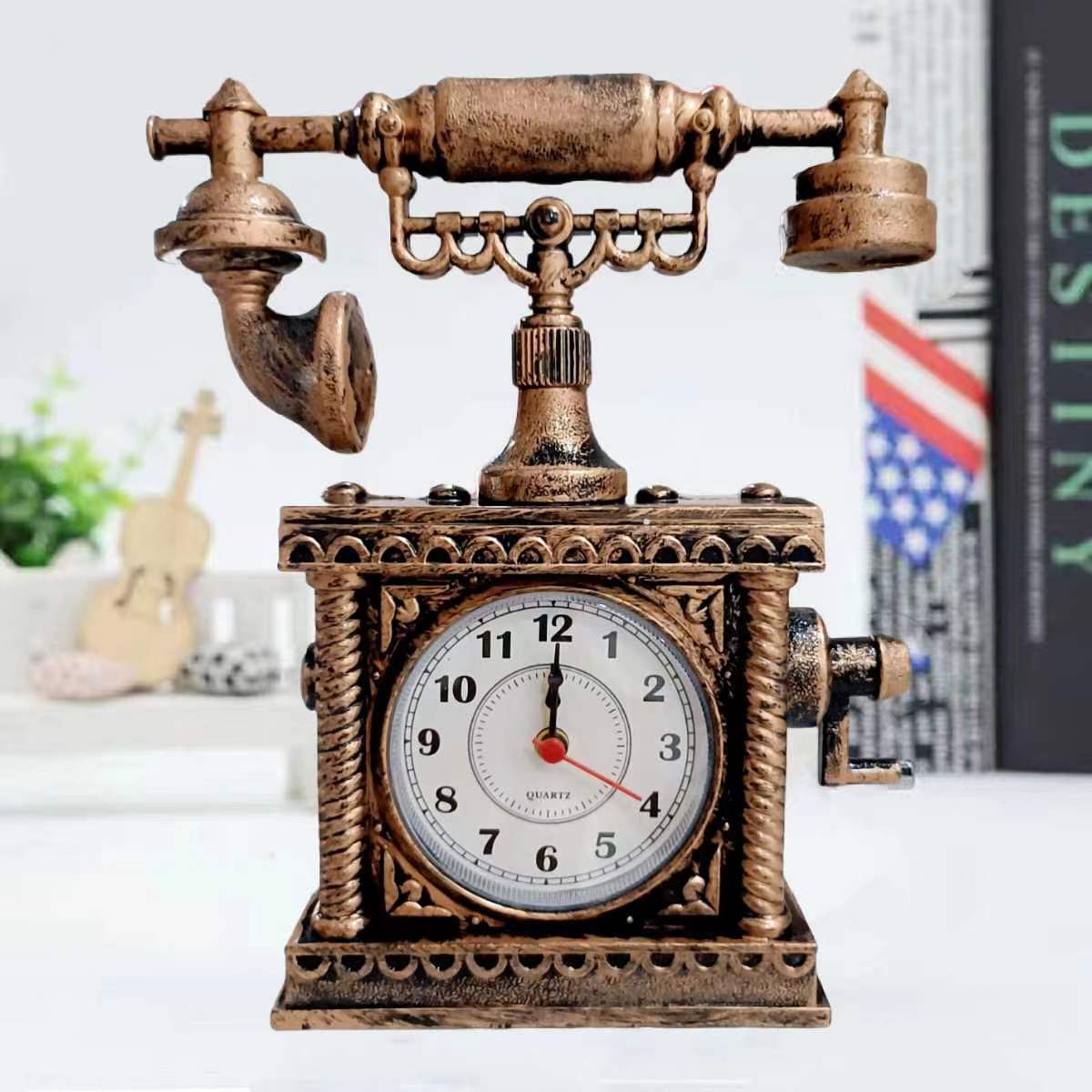 Classic Telephone Alarm Clock Jam Loceng Telefon Klasik Hiasan Meja ...