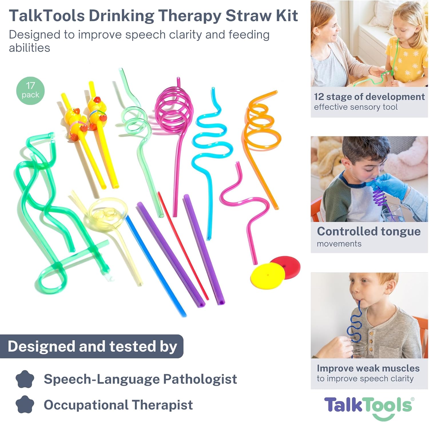 TalkTools Original Straw Kit For Oral Motor Therapy Speech Delay Autism ...