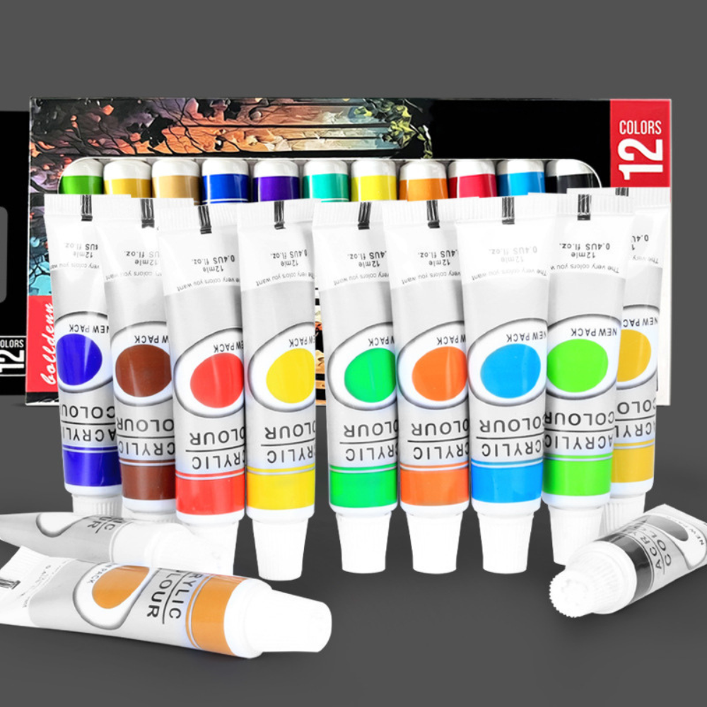 High Grade 12 Color Acrylic Painting Canvas Color Palette And Nylon ...