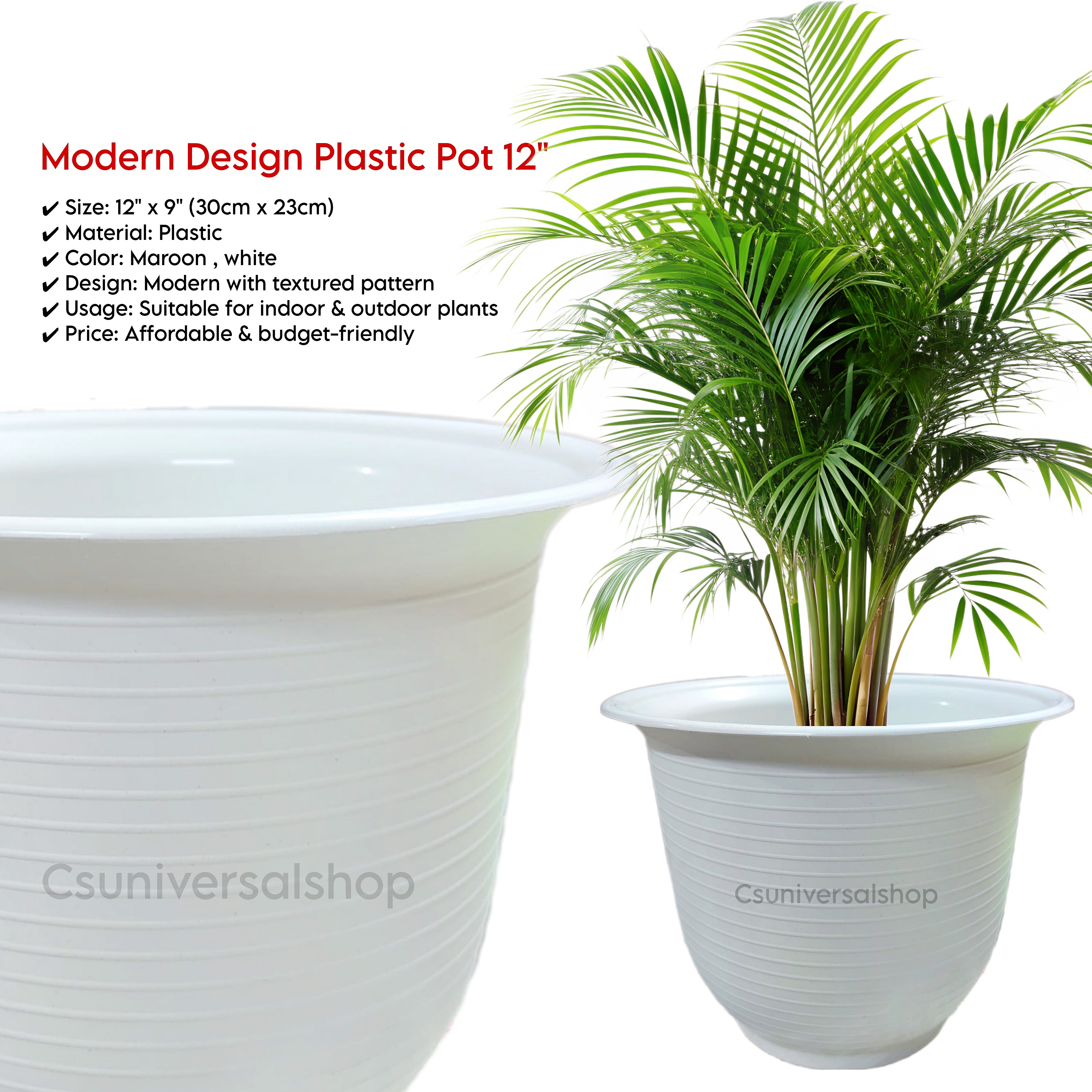 Pasu Bunga Plastik Viral 12"X9" (30cmX23cm) | Plastic Flower Pot | 花盆 ...