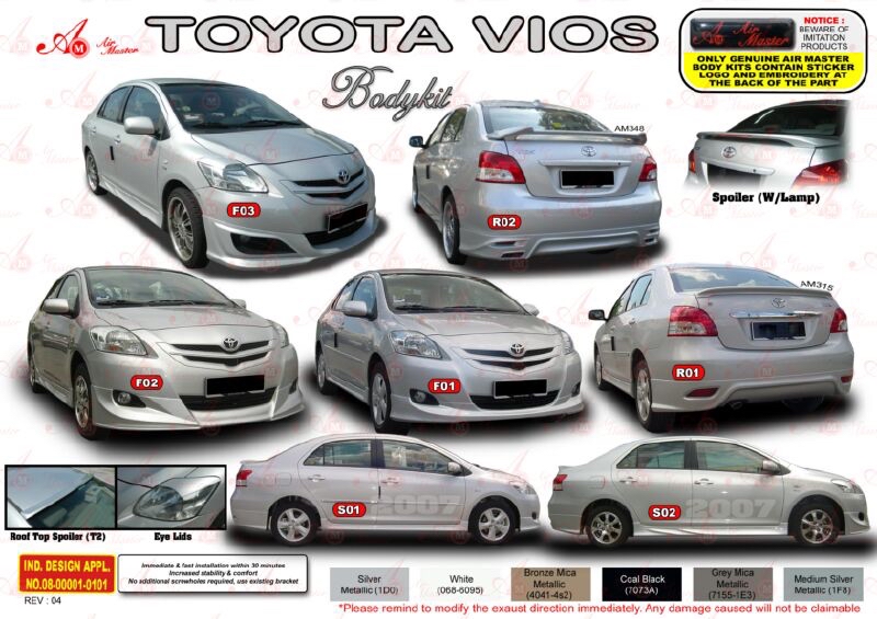 Toyota Vios Ncp42 Ncp92 2004 - 2012 RL bodykit body kit front side rear ...