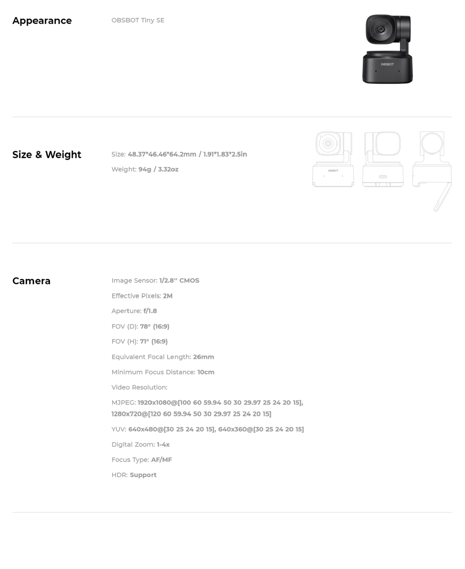 OBSBOT TINY SE AI-POWERED FULL HD 1080P PTZ WEBCAM WITH AI TRACKING ...