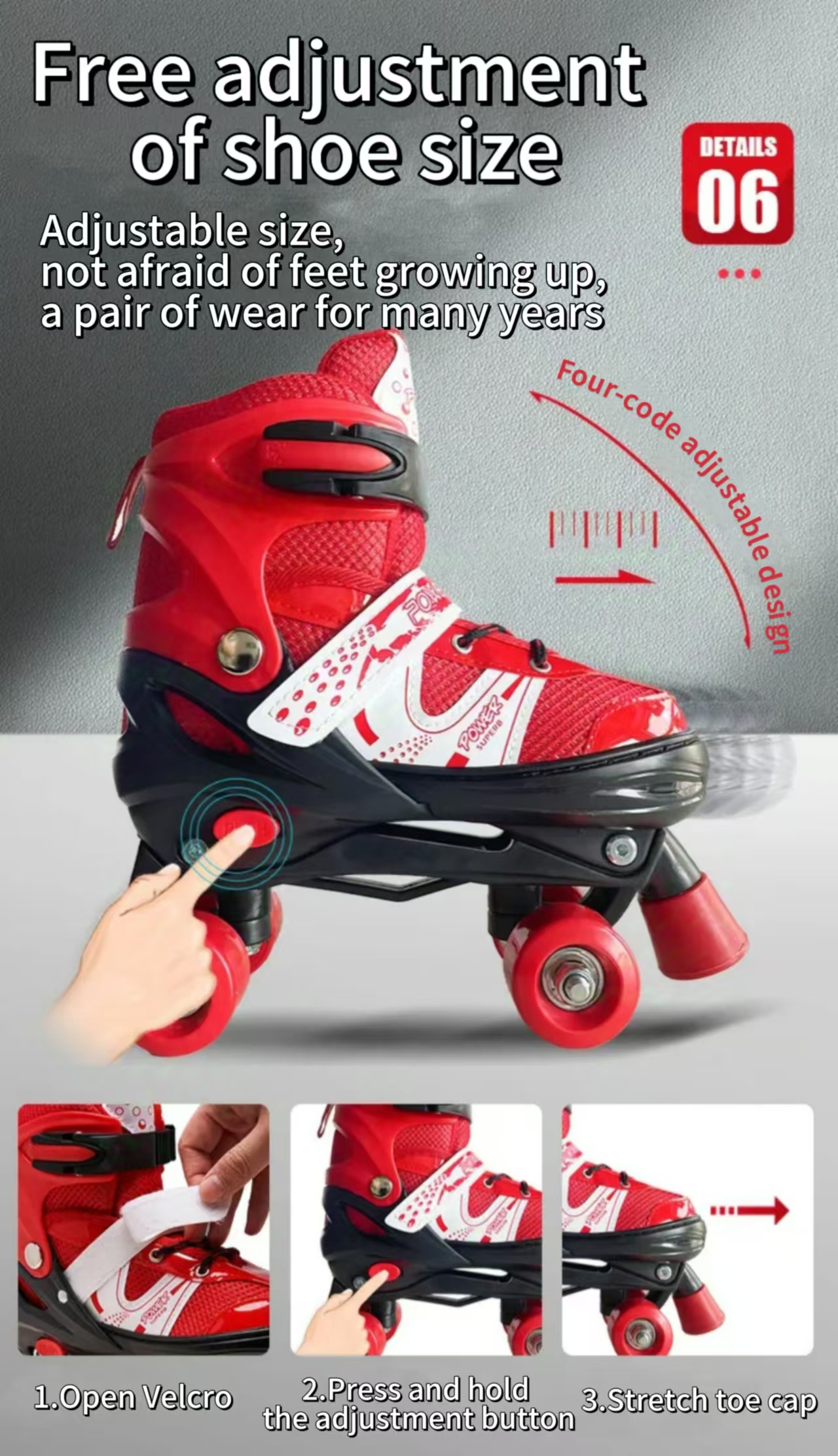 Kasut Roda Inline Skates untuk Pemula Roller Skate boleh laras boleh ...
