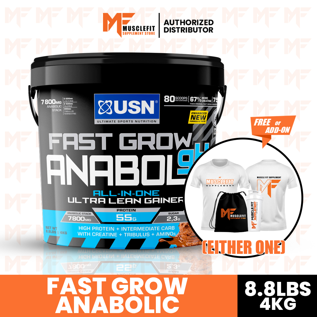 USN Fast Grow Anabolic lean Weight Gainer 4 kg / 6 kg + FREE GIFT ...
