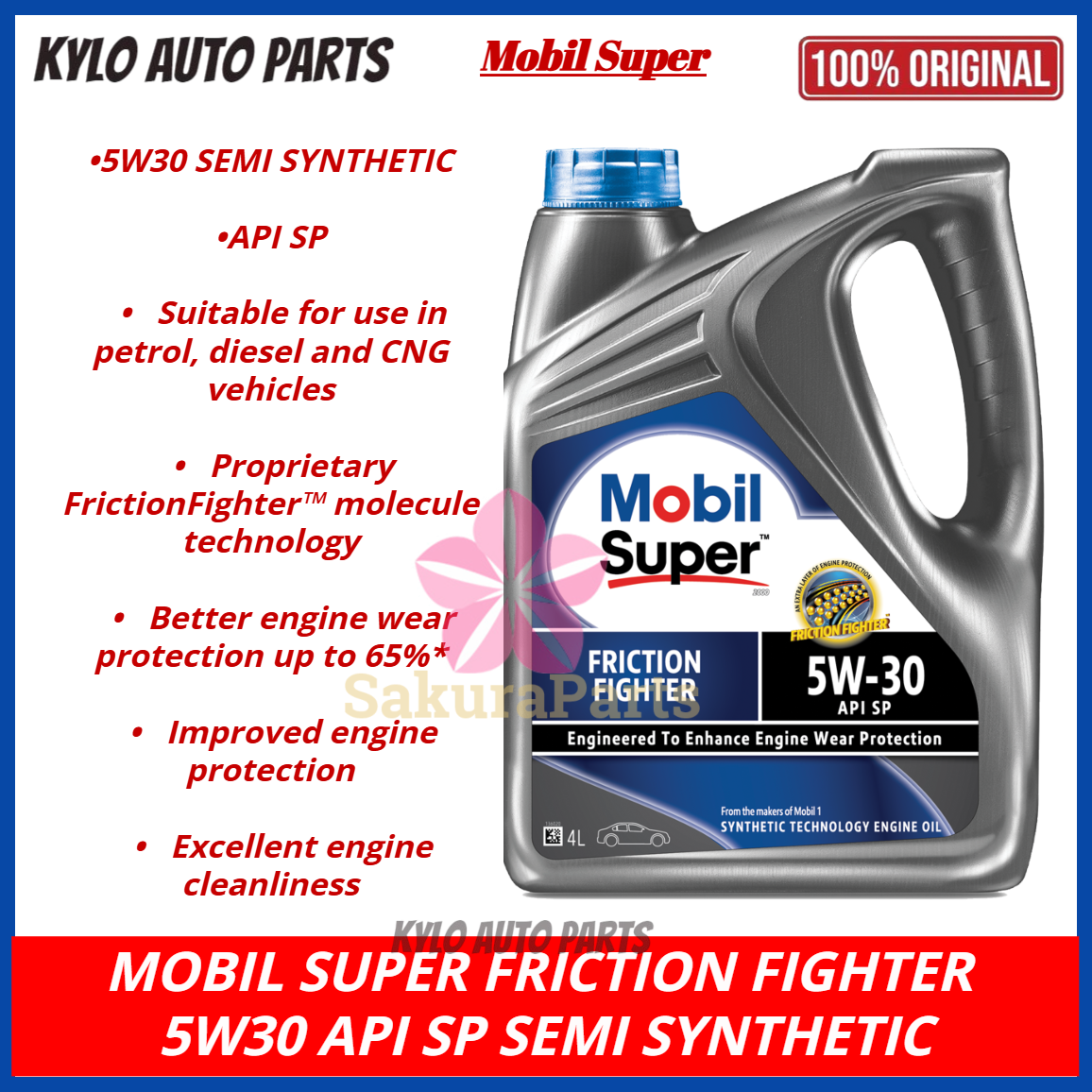 Mobil Super Friction Fighter 5W30 API SP Semi Synthetic Engine Oil 4L ...