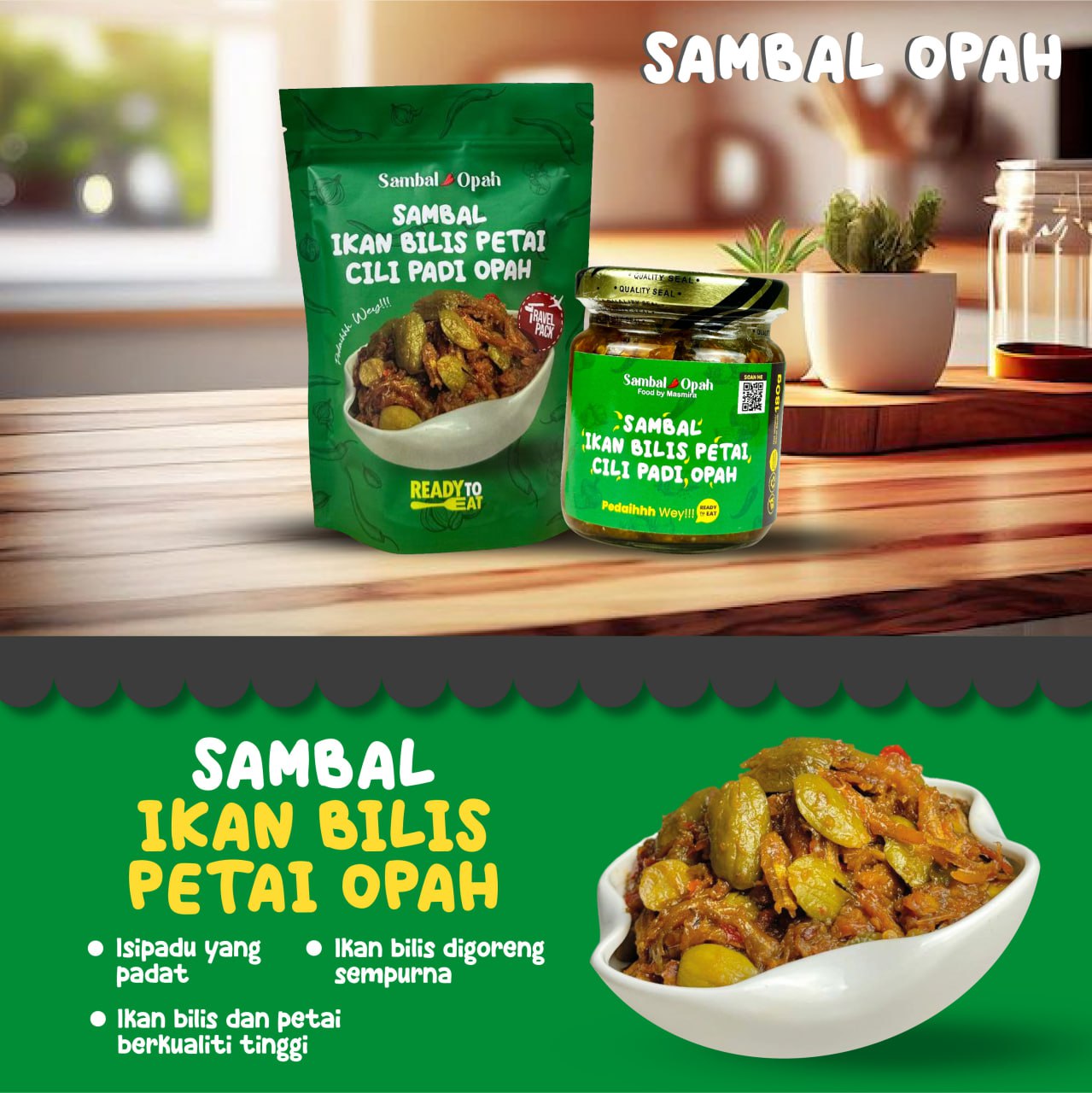 Sambal Opah Ready To Eat Sambal Petai Sambal Bilis Ikan Masin Tempoyak ...