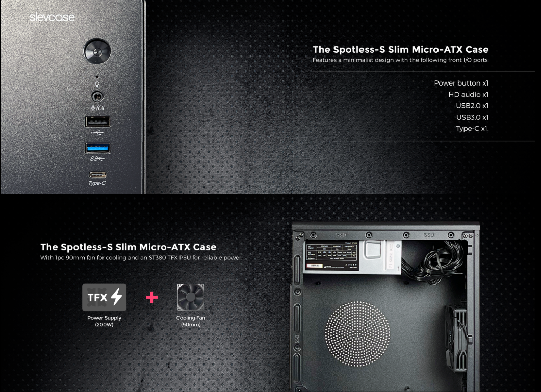 SLEVCASE SPOTLESS-S SLIM M-ATX PC CASE - BLACK | Shopee Malaysia