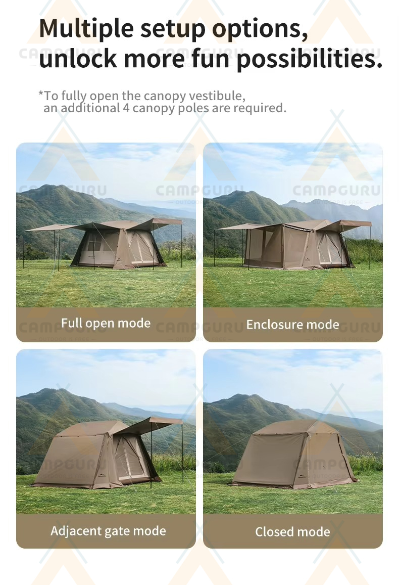 Naturehike Village 6 Gen 2 Flagship Edition Fast Automatic Cabin Tent Ti-Black Coating Camping ...