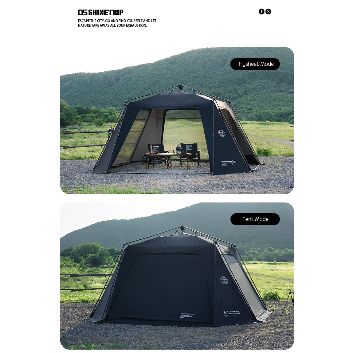 [Woodz] SHINETRIP Auto Dome Canopy Tent Series Silver Coated Canopy ...