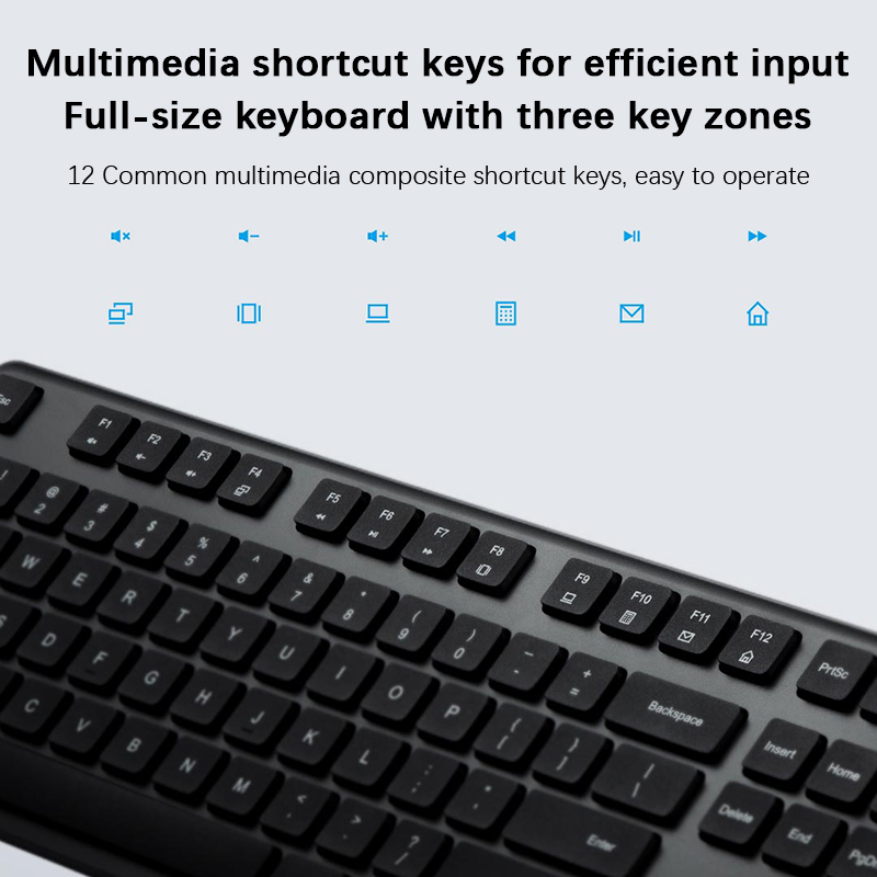 Xiaomi Wireless Keyboard Mouse Set 2 2.4GHz 104 Keys Multimedia Full ...