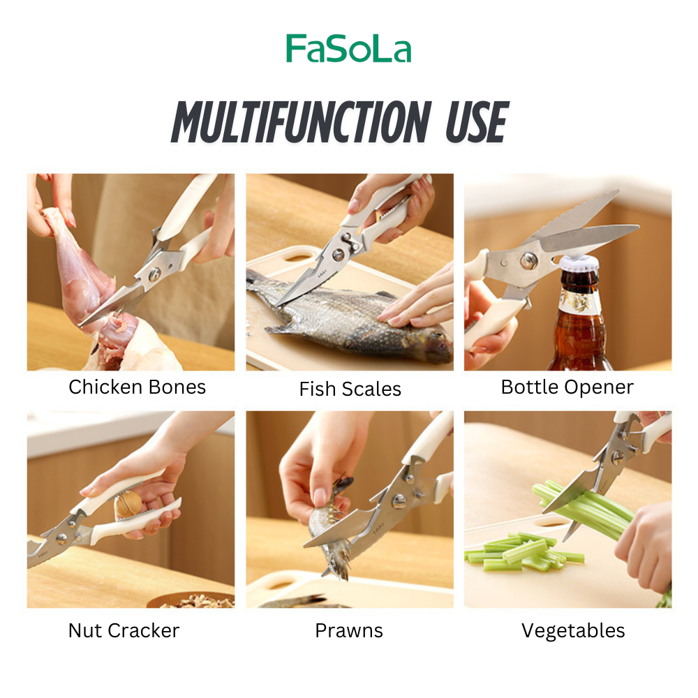FaSoLa Heavy Duty Kitchen Scissor Multipurpose Stainless Steel Meat ...