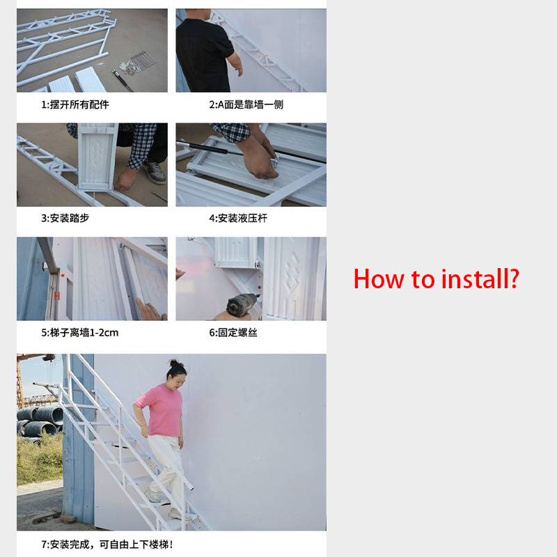 Wall-mounted Stairs Side Wall-mounted Foldable Staircase Telescopic ...