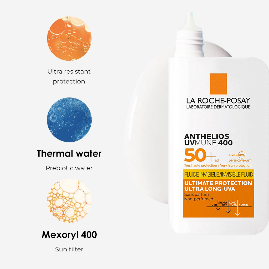 Lrp Anthelios UVMune 400 Sunscreen 50ML, UVMUNE 400 Invisible Fluid ...