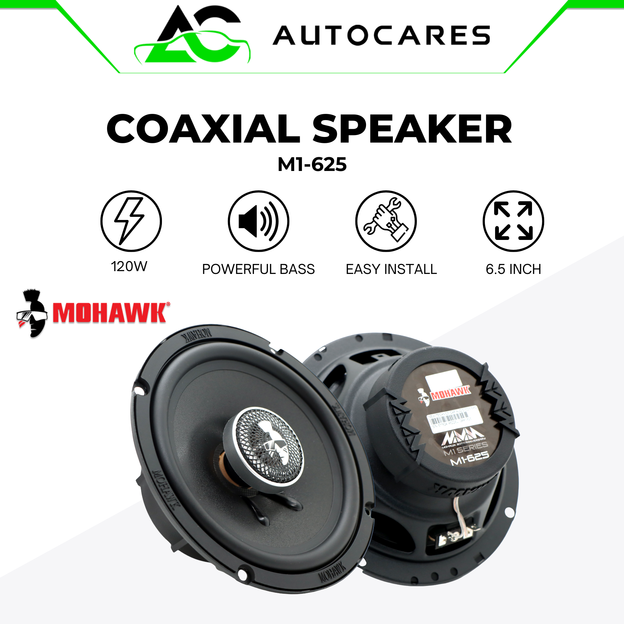 Plug n Play Speaker MOHAWK M1 2-Way Coaxial Speaker Kereta 6.5" Speaker TOYOTA NISSAN HONDA ...