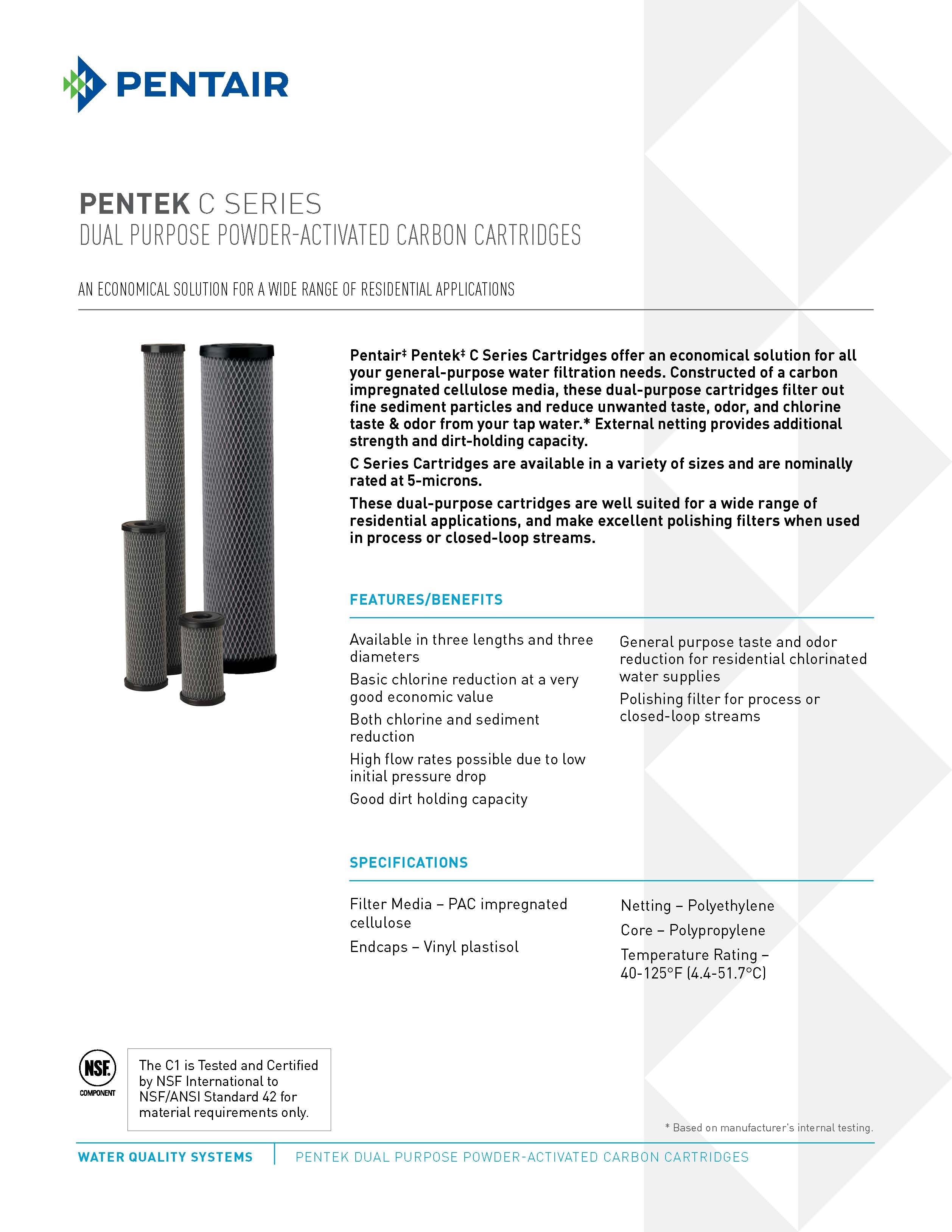 PENTAIR PENTEK 155002-43 C1 10inch Carbon Filter Cartridge for Slim ...