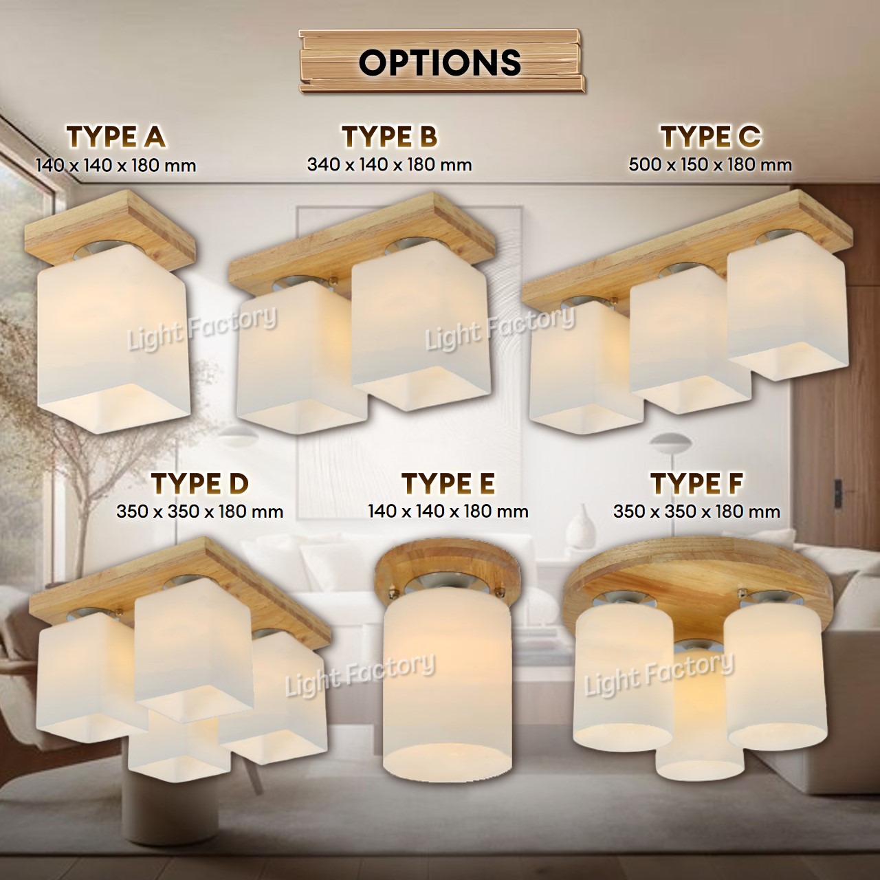 MUJI Style Cylinder Cube Wooden Ceiling Light E27 Bulb Holder Frosted ...