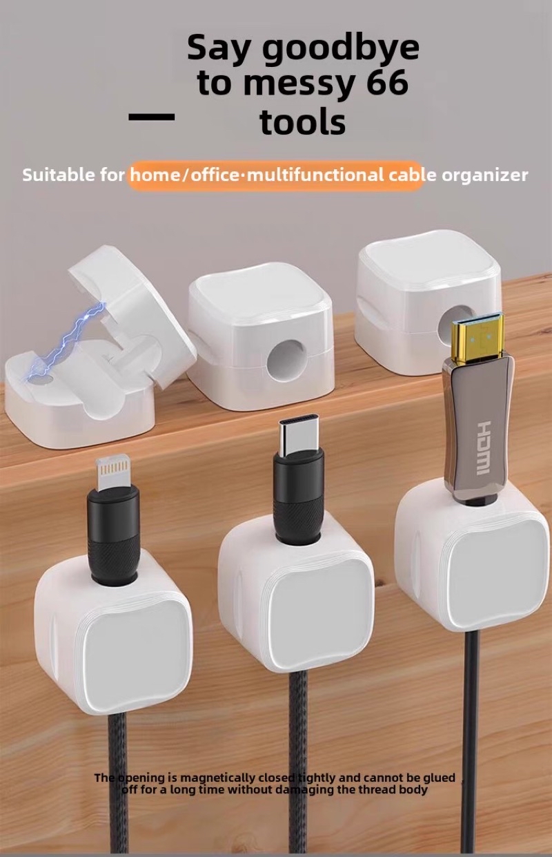 Magnetic Phone Cable Clips Cable Smooth Adjustable Cord Holder Desk ...