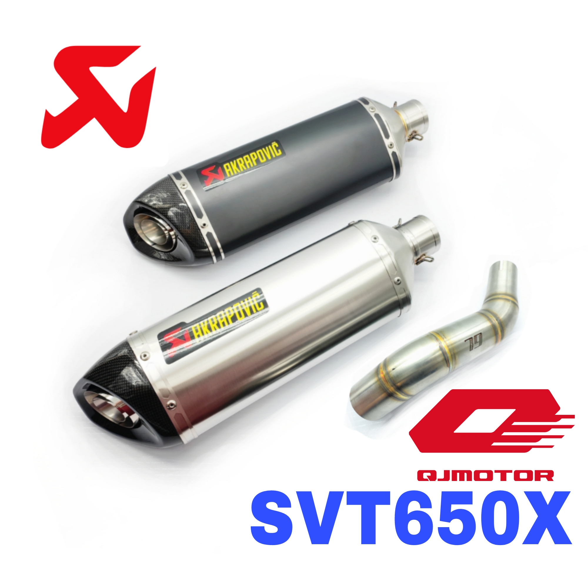 Akrapovic Exhaust QJMotor SVT650X Slip On Tabung Muffler Stainless ...