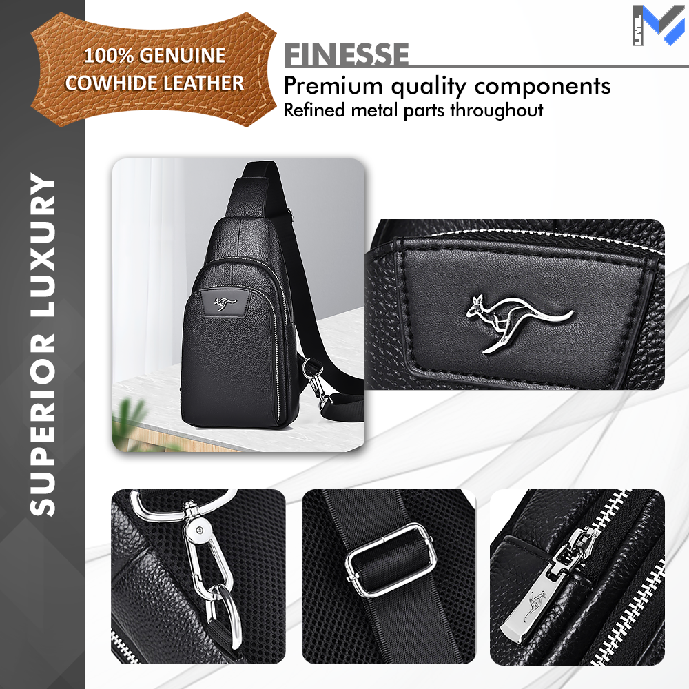 Sling bag GENUINE LEATHER sling beg lelaki Real leather Scratch resist ...
