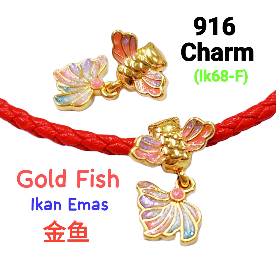 Wing Sing Loket Ikan Emas 916 / 916 Gold Fish Charm Beads Pendant ...