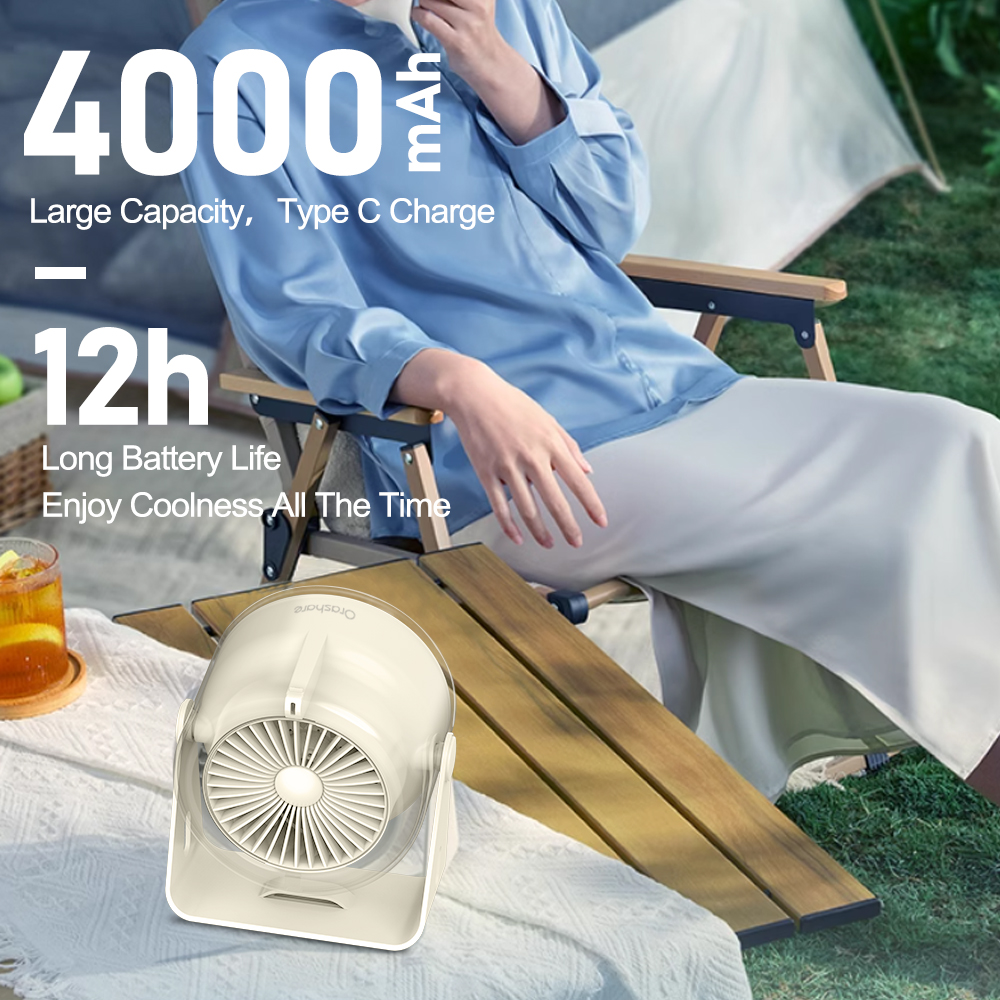 Orashare DF03 Turbo Silent Desk Fan 100-Speed 4000mah USB Rechargeable ...