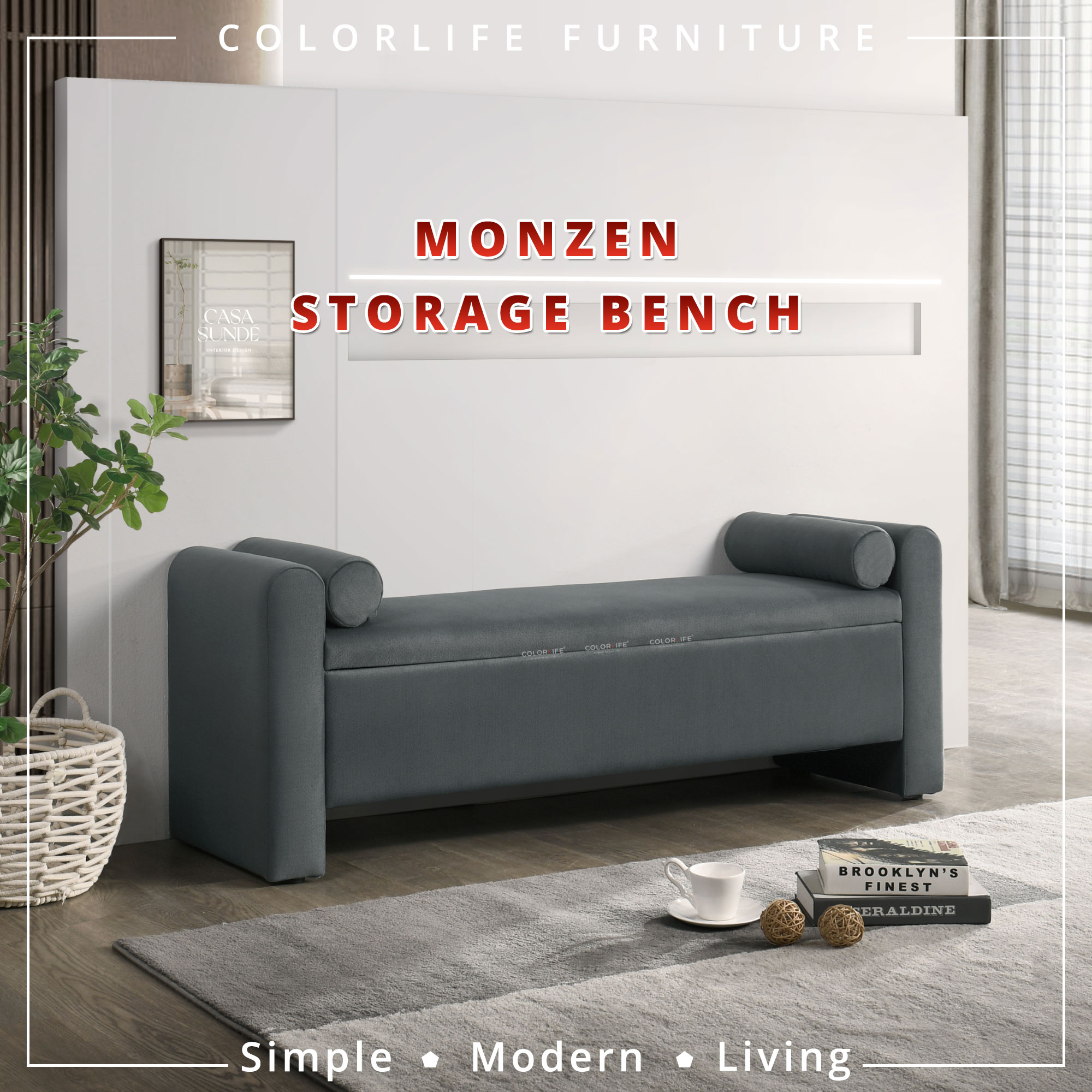 Color Life Monzen Storage Bench Chair / Multi Function with Storage ...