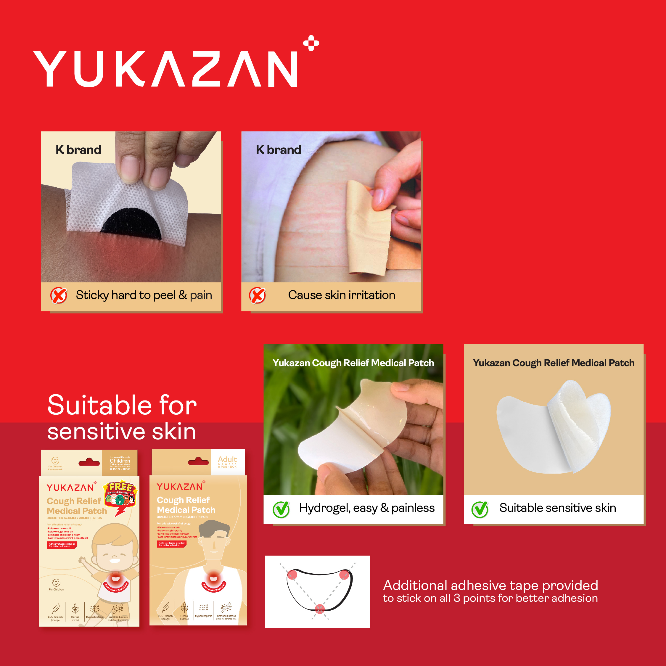 Yukazan Children/Kids Cough Relief Medical Patch (6's) Suitable Baby 3 ...