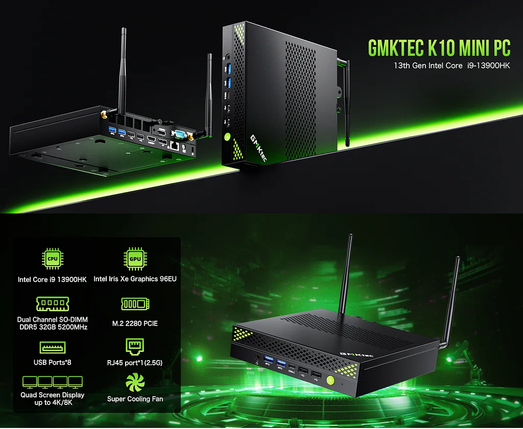 GMKtec K10 Intel i9 13900HK Windows Mini PC 96GB DDR5 RAM 4TB SSD ...