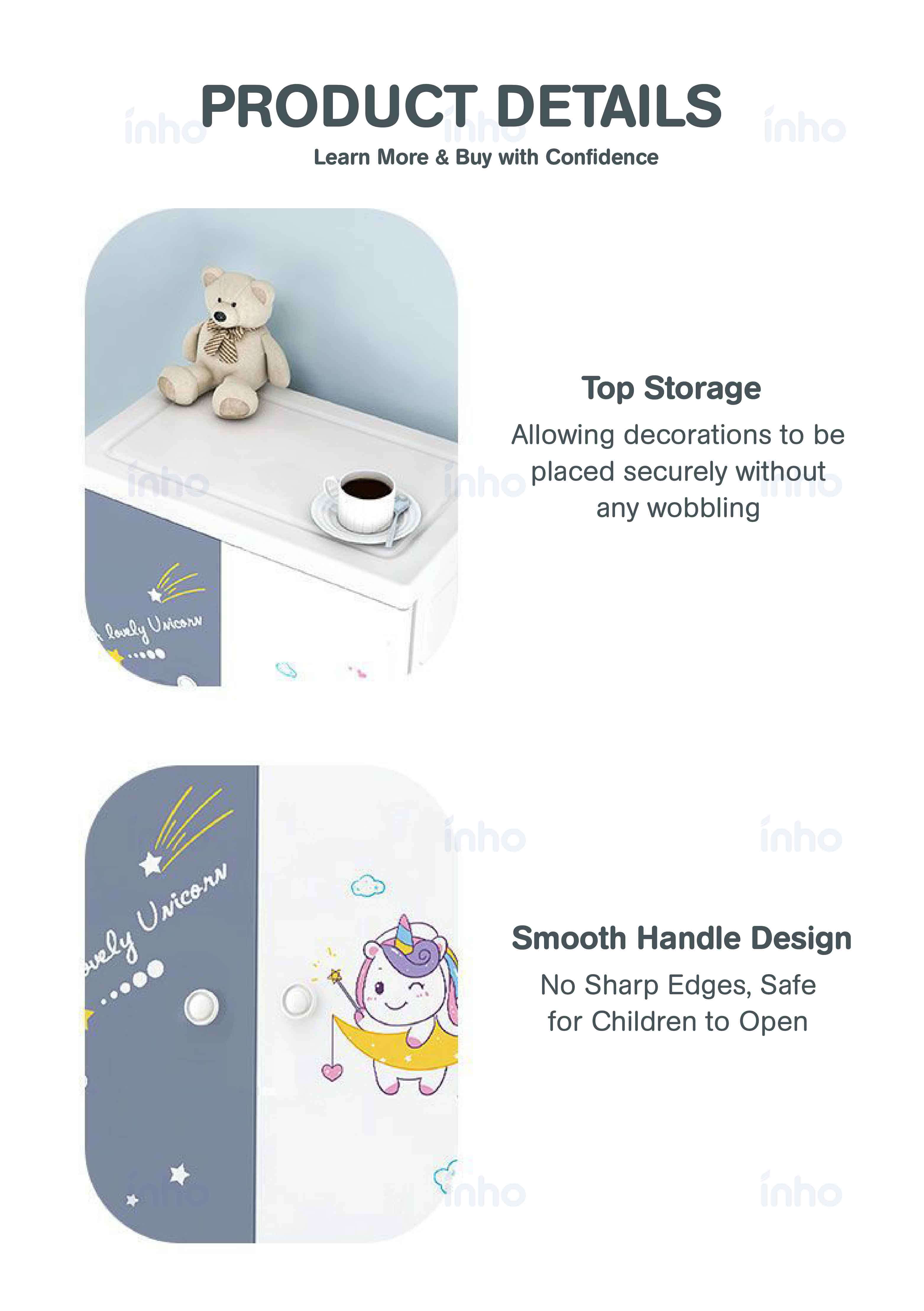 【𝗨𝗽𝗴𝗿𝗮𝗱𝗲𝗱】INHO L56/60cm Cartoon Theme Design Children's Kids Wardrobe ...