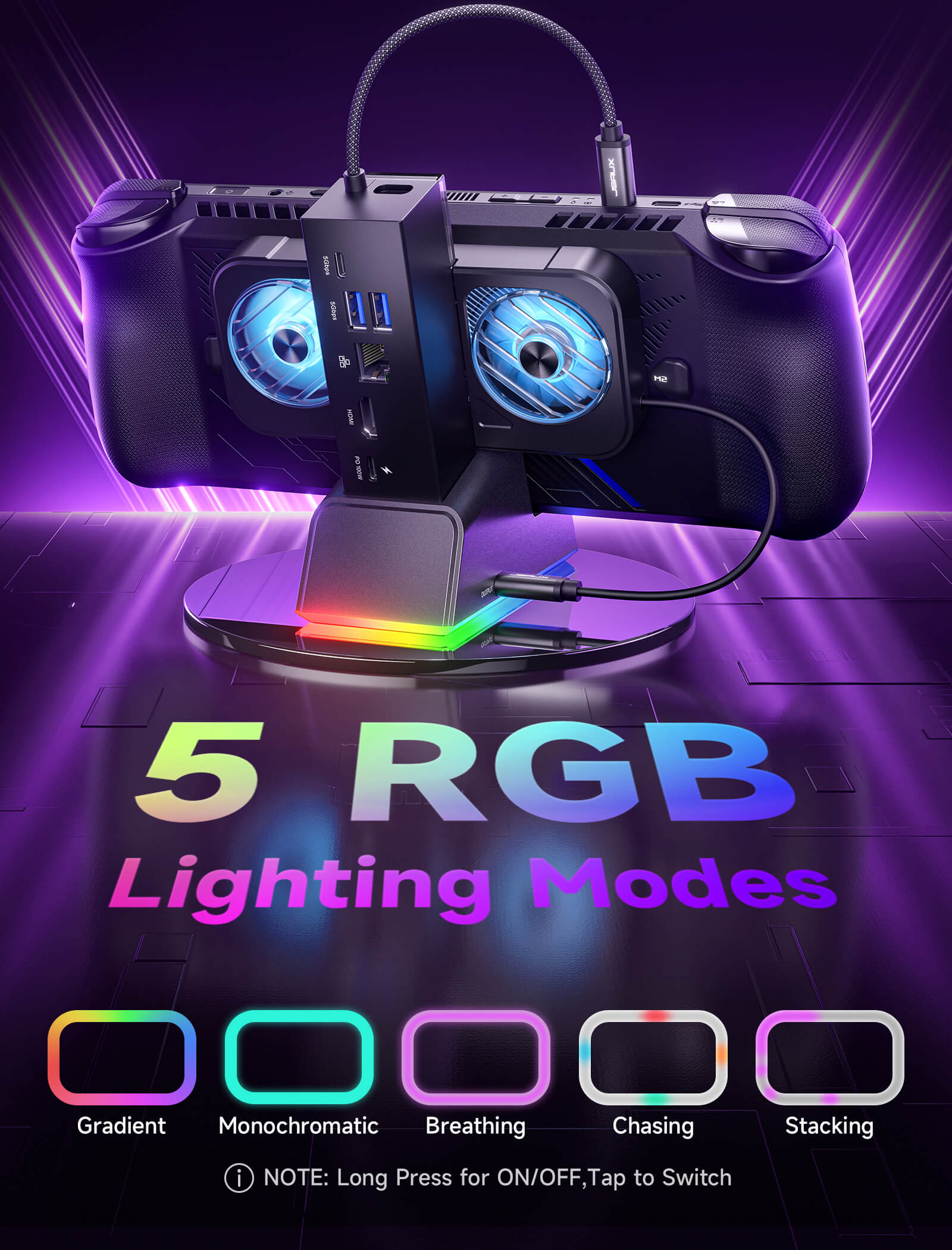 JSAUX 7-in-1 Multifunctional Cooling Docking Station RGB For ROG Ally X ...