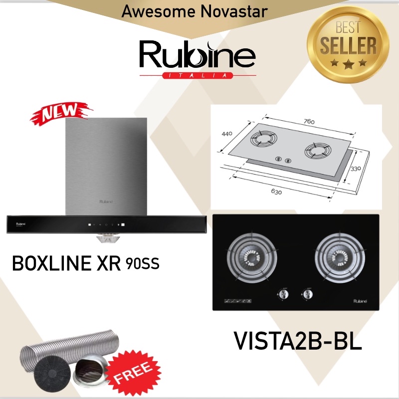 Rubine Boxline XR 90SS 1600m3/Hr Suction Power Touch panel Cooker Hood ...
