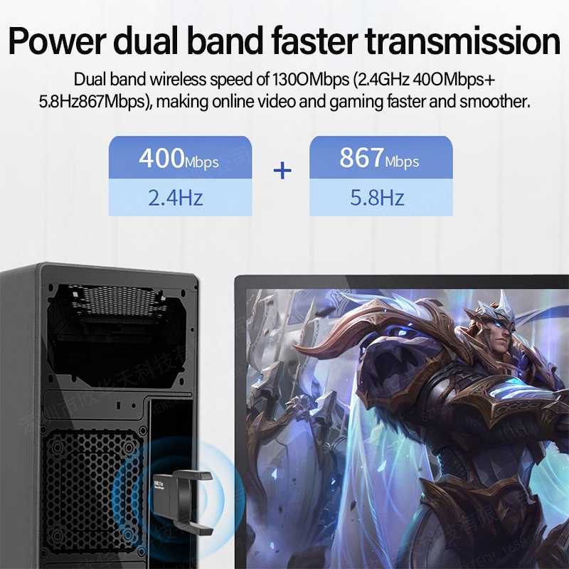 🔥High Speed Wifi Adapter 600Mbps Dual Band 5G+2.4Ghz Wireless USB ...
