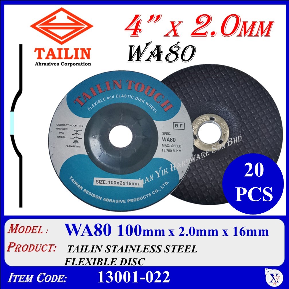 (20pcs ) TAILIN 4" (100mm x 2.0mm x 16mm) TAILIN STAINLESS STEEL ...